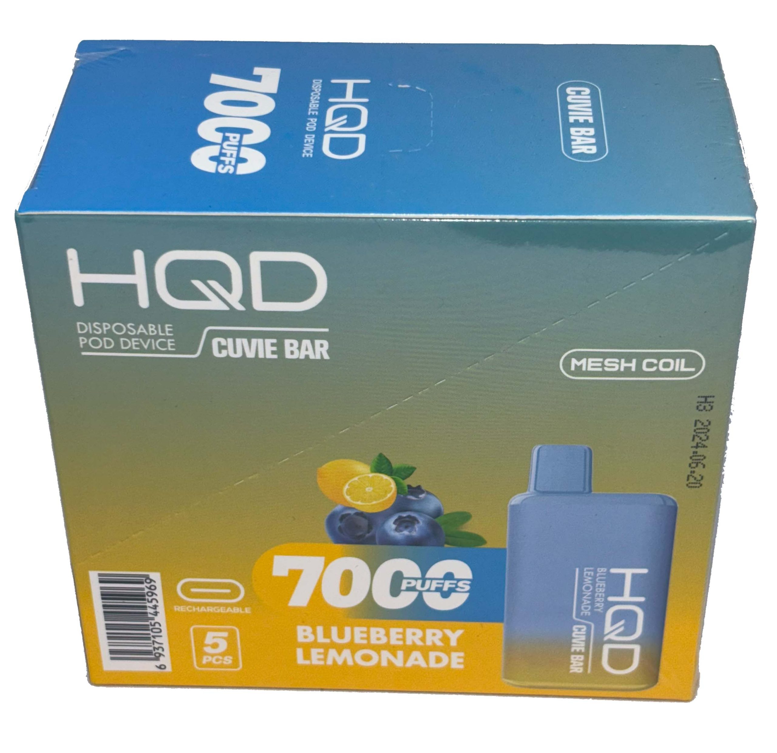 H092 CURVIE BAR 7000 BLUEBERRY LEMONADE CAJA (5 UND) - HQD Vapes Panamá