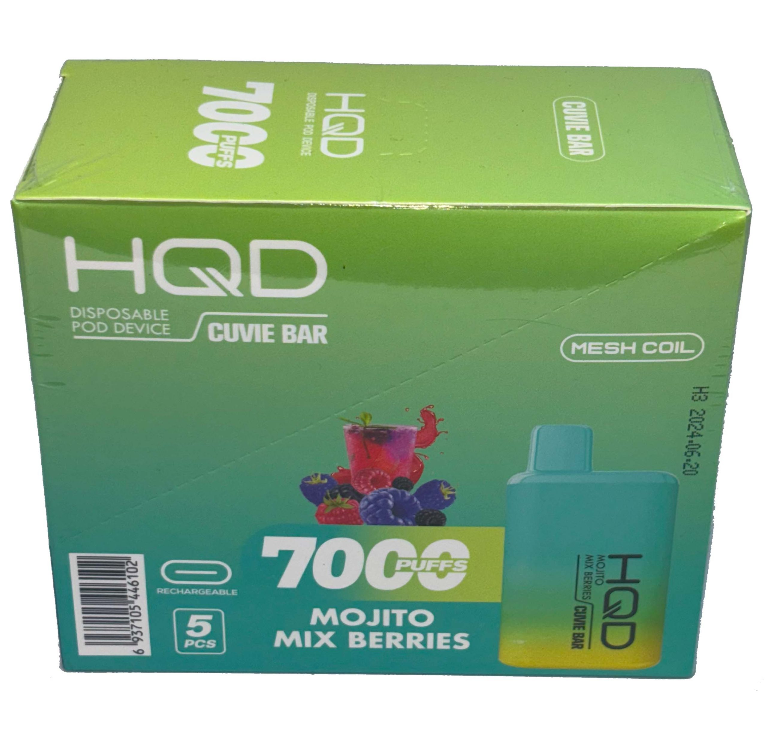 H092 CURVIE BAR 7000 MOJITO MIX BERRIES CAJA (5 UND) - HQD Vapes Panamá