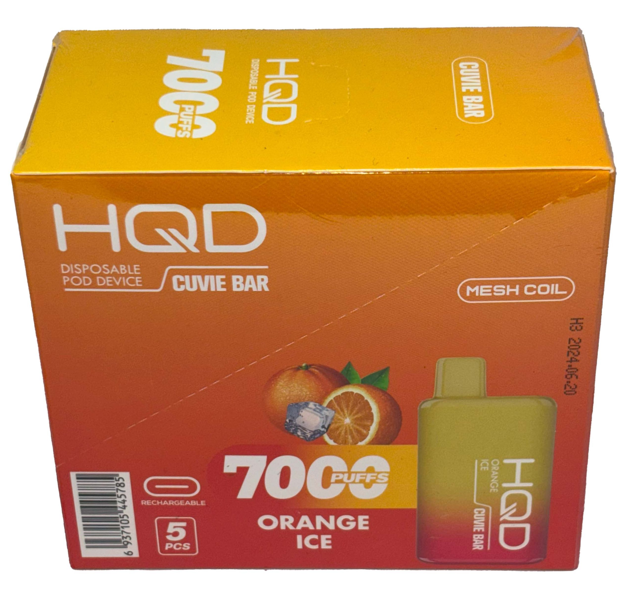 H092 CURVIE BAR 7000 ORANGE ICE CAJA (5 UND) - HQD Vapes Panamá