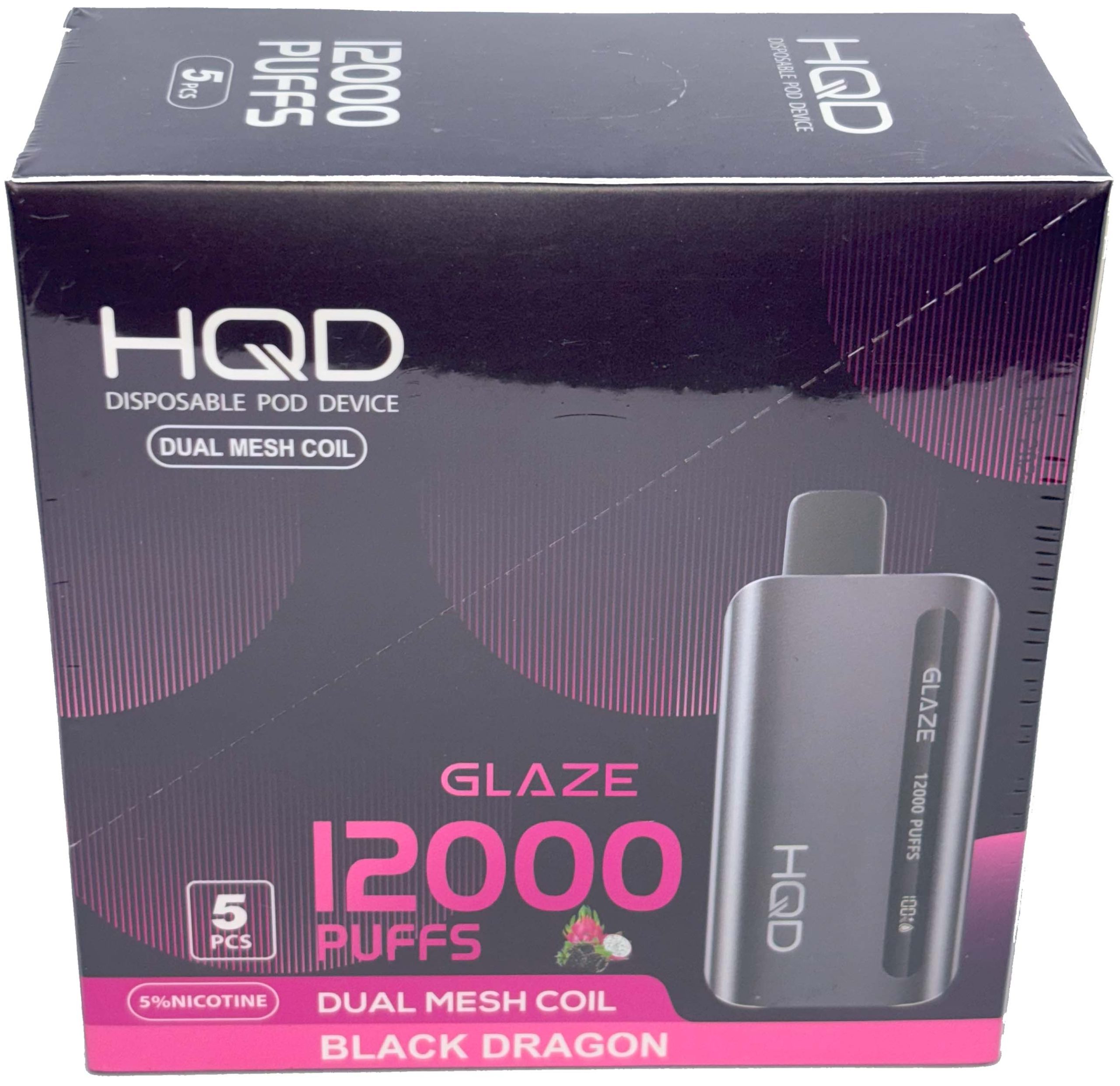 H100 GLAZE 12000 BLACK DRAGON CAJA (5 UND) - HQD Vapes Panamá
