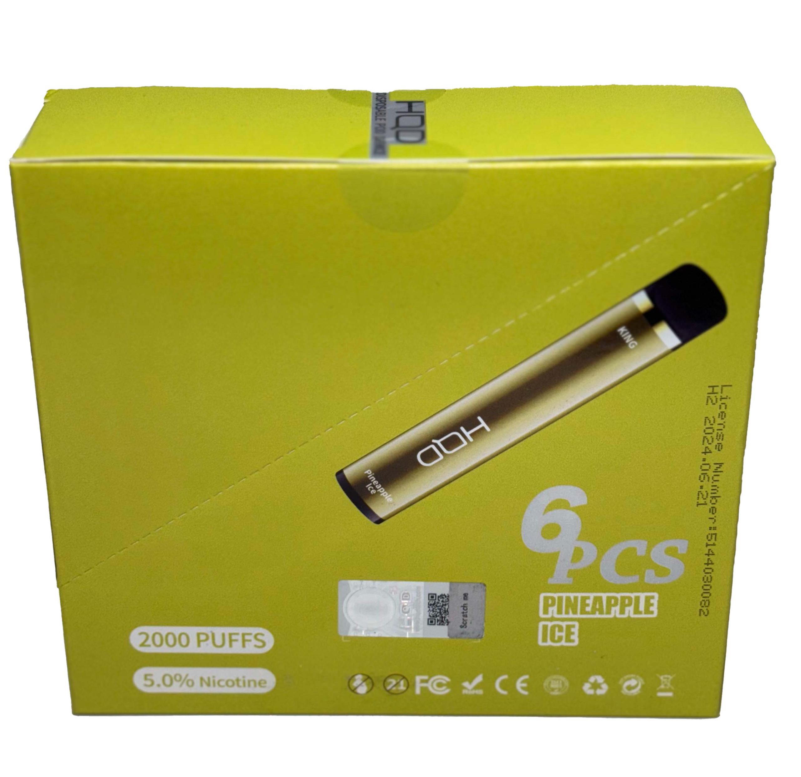 H052 KING 2000 PINEAPPLE ICE CAJA (6 UND) - HQD Vapes Panamá